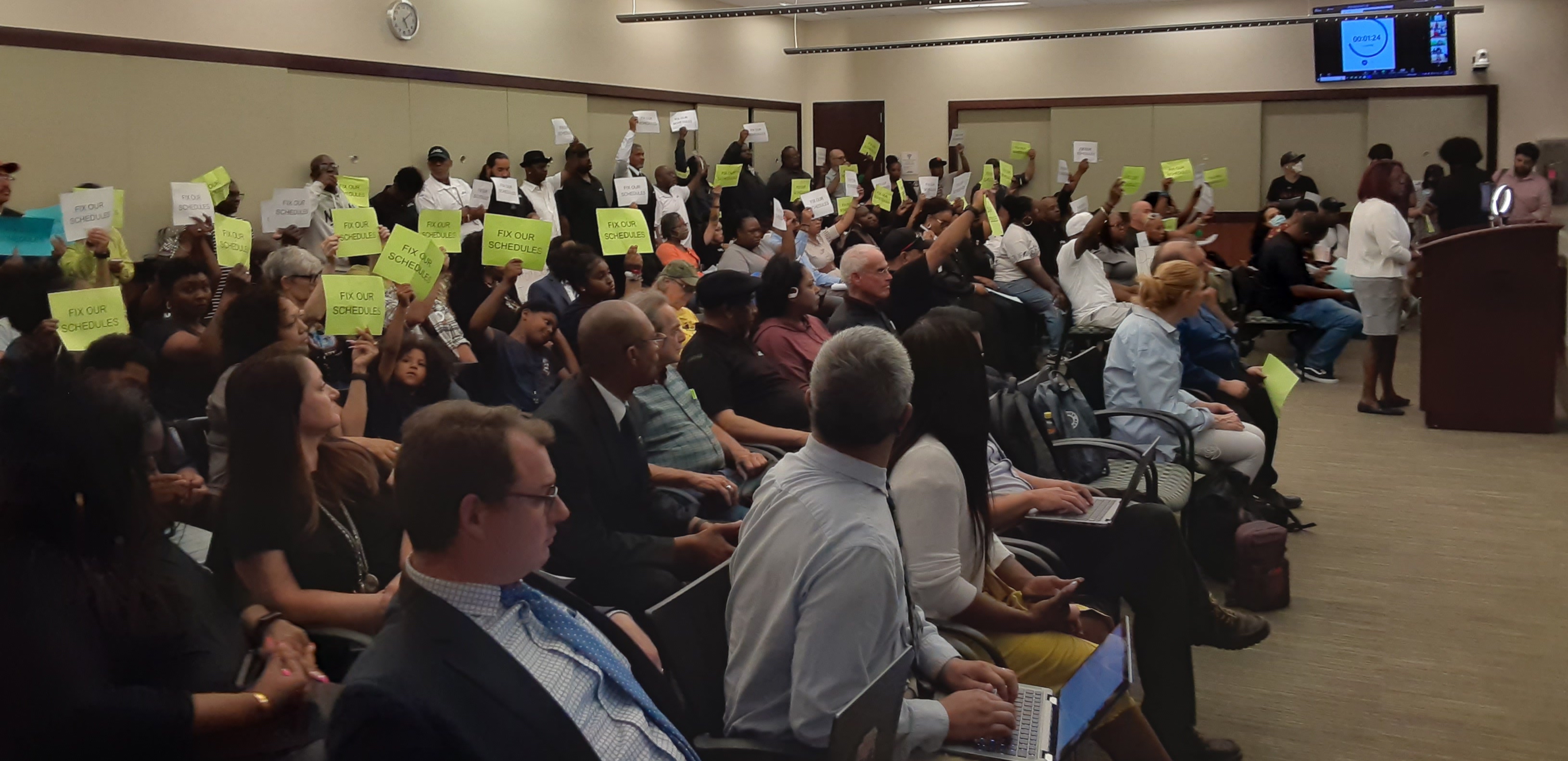 Transit Workers Demand ‘Fix Our Schedules,’ Packing Board Meeting ...