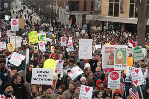 Wisconsin Dems Take a Hike as Protests Swell | Labor Notes